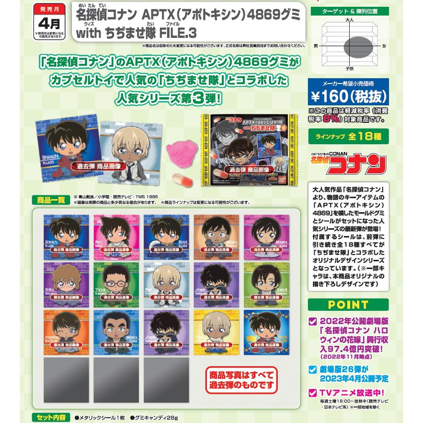 名偵探柯南 APTX-4869 軟糖 連縮水戰隊 FILE.3 (1盒12件) | 名探偵コナン APTX4869グミ with ちぢませ隊 ...
